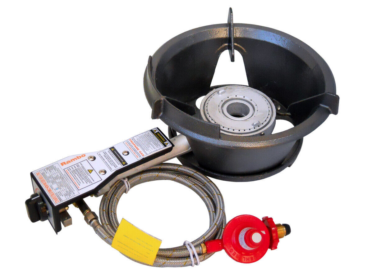 RAMBO HPA100LPB HIGH PRESSURE WOK BURNER 55MJ LPG WITH REGULATOR & HOSE